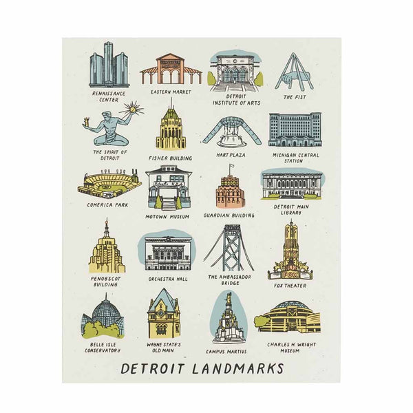 Detroit Landmarks Silkscreened Print – City Bird